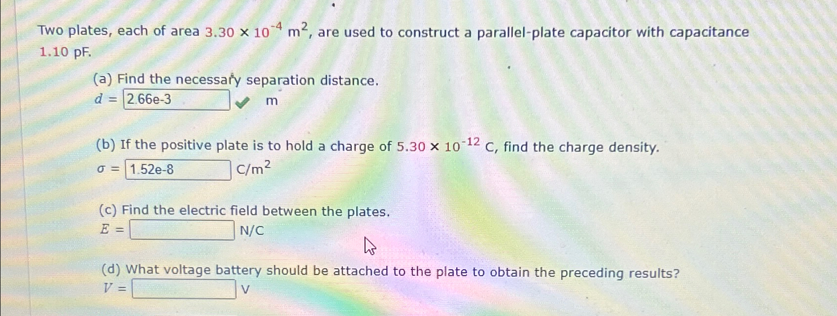Solved Two plates, each of area 3.30×10-4m2, ﻿are used to | Chegg.com