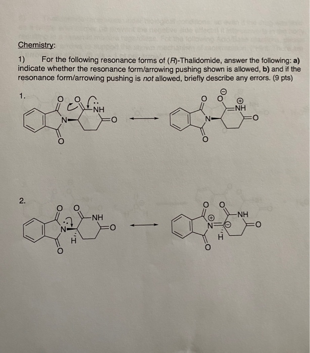 Solved Chemistry: 1) For the following resonance forms of | Chegg.com