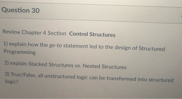 Solved Question 30 Review Chapter 4 Section Control | Chegg.com
