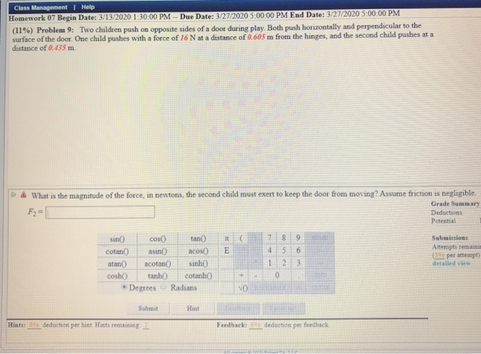 Solved Class Management | Help Homework 07 Begin Date: | Chegg.com
