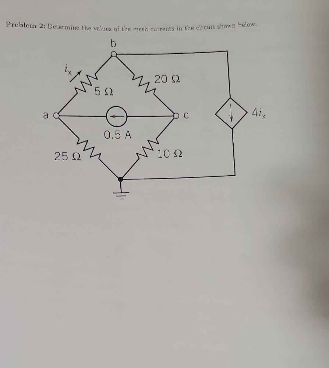 Solved Problem 2: Determine the values of the mesh currents | Chegg.com