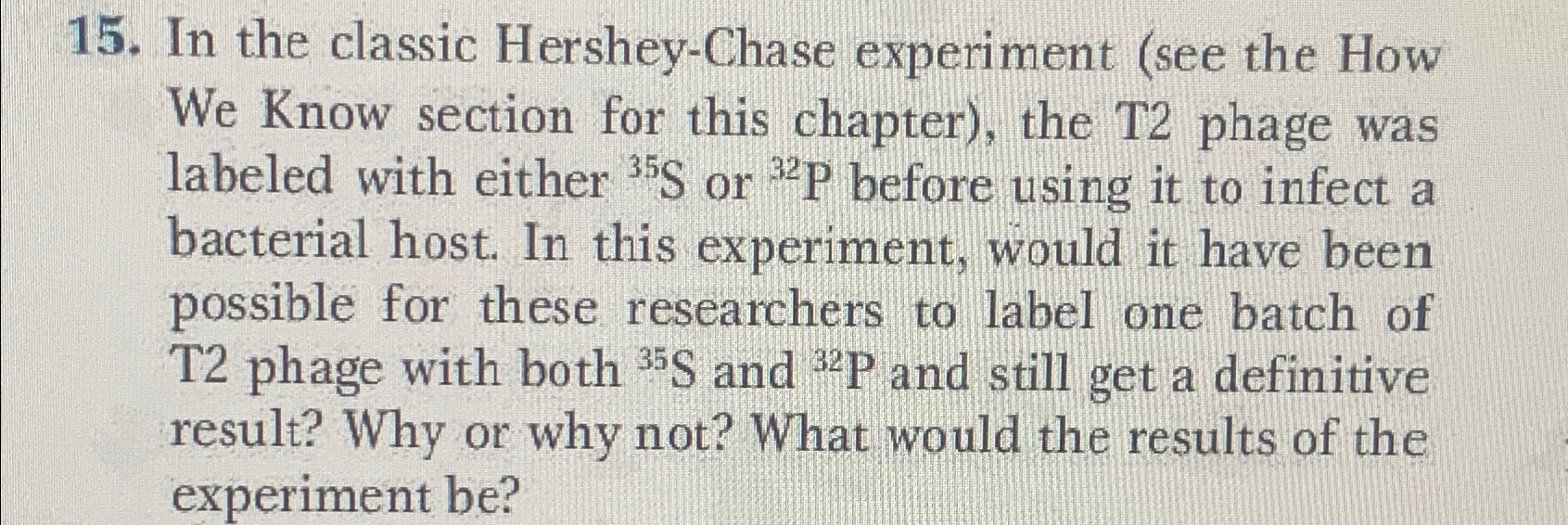 Solved In the classic Hershey-Chase experiment (see the How | Chegg.com