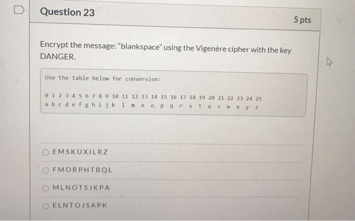 Solved Question 23 5 pts Encrypt the message: Solved Question 23 5 pts Encrypt the message: