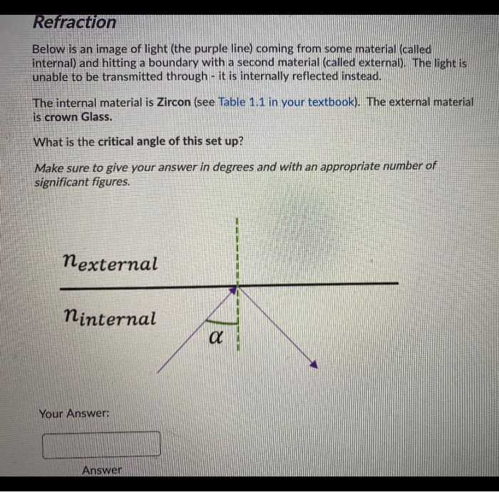 Solved Refraction Below is an image of light (the purple | Chegg.com