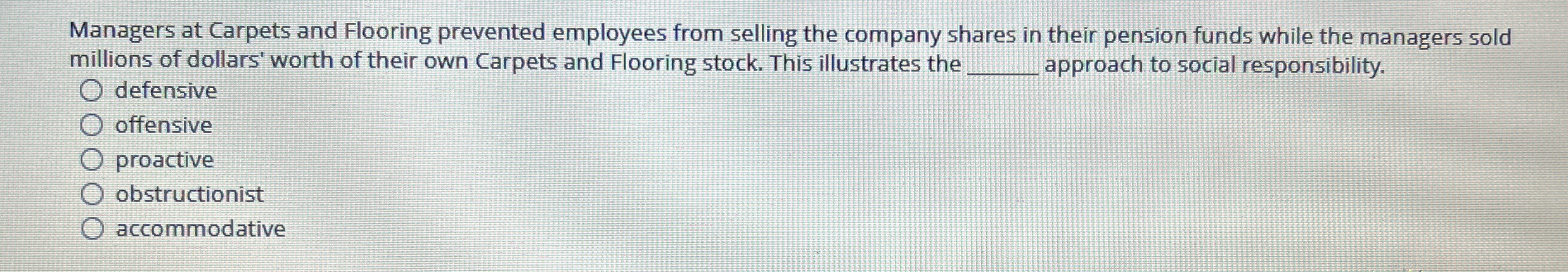 Solved Managers at Carpets and Flooring prevented employees | Chegg.com