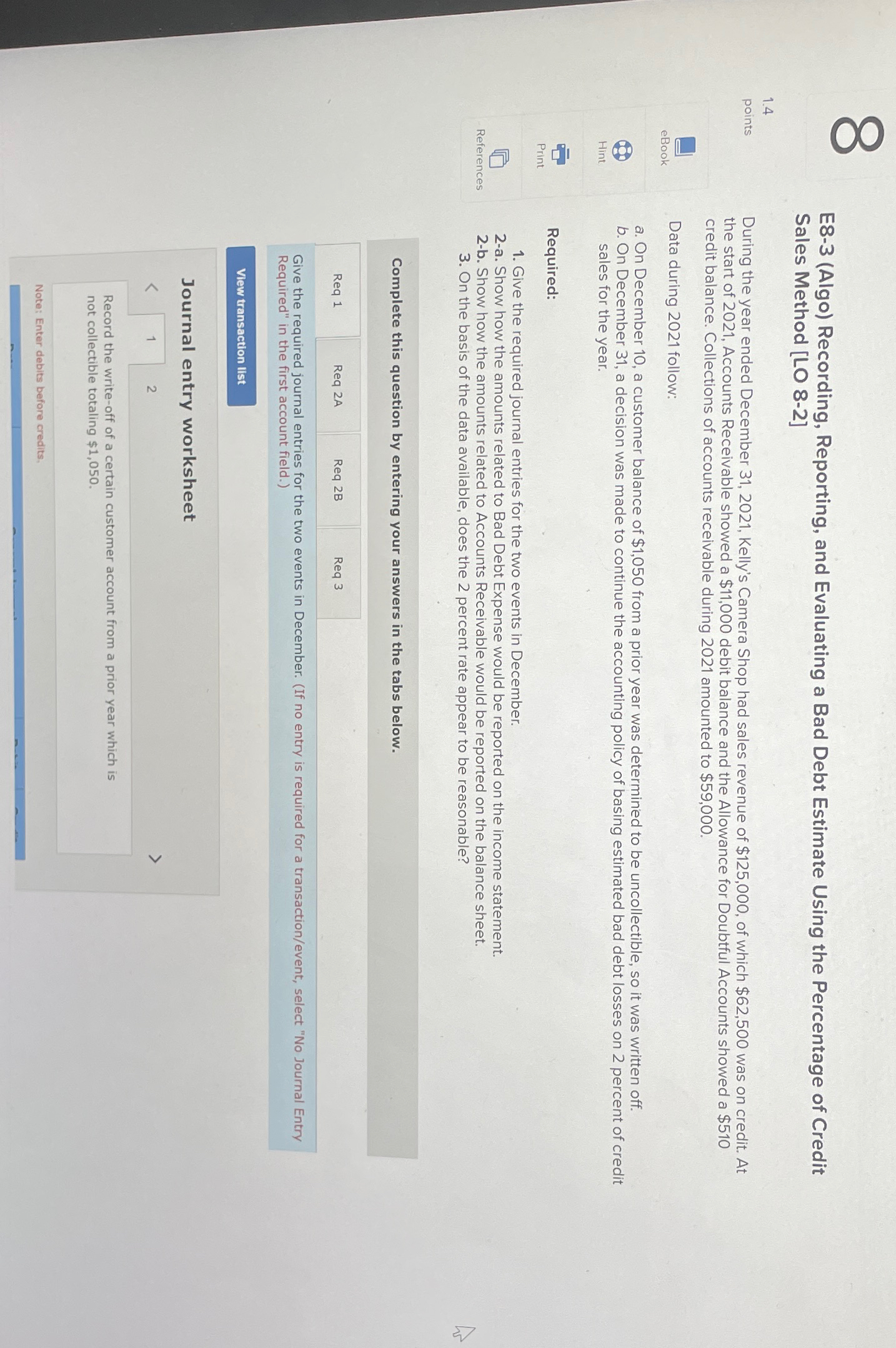 Solved E8-3 (Algo) ﻿Recording, Reporting, and Evaluating a | Chegg.com