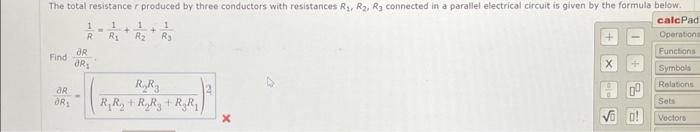 Solved The total resistance r produced by three conductors | Chegg.com