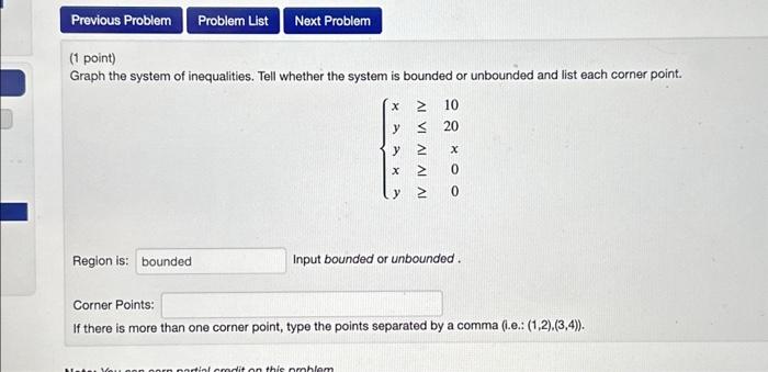 Solved Previous Problem Problem List Next Problem (1 point) | Chegg.com