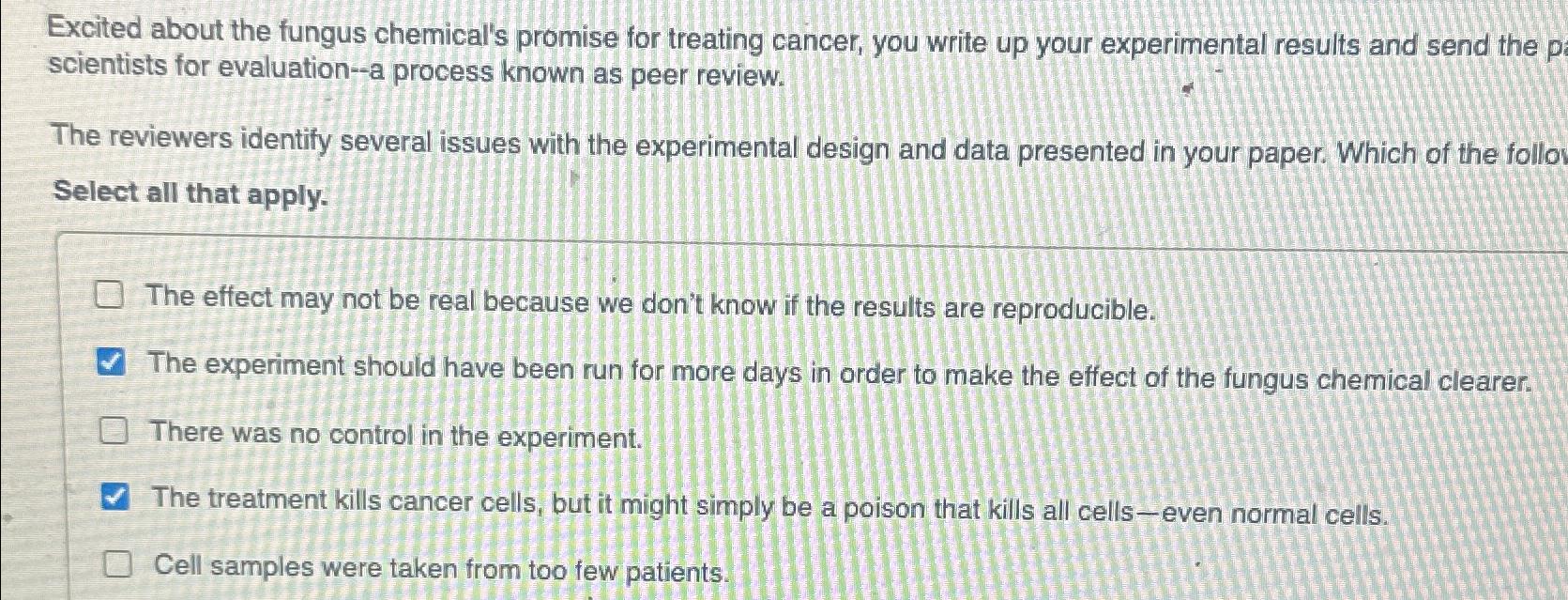 Solved Excited about the fungus chemical's promise for | Chegg.com