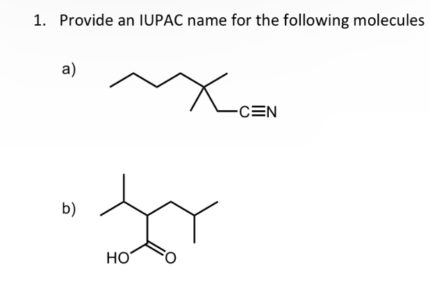Solved Provide an IUPAC name for the following molecules¿b | Chegg.com
