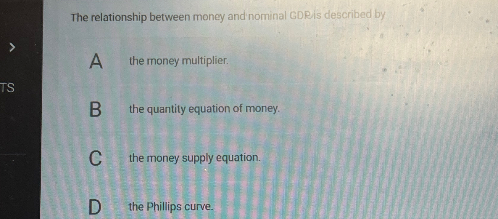 Solved The relationship between money and nominal GDRis | Chegg.com