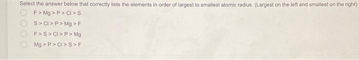 Solved Select the answer below that correctly lists the | Chegg.com