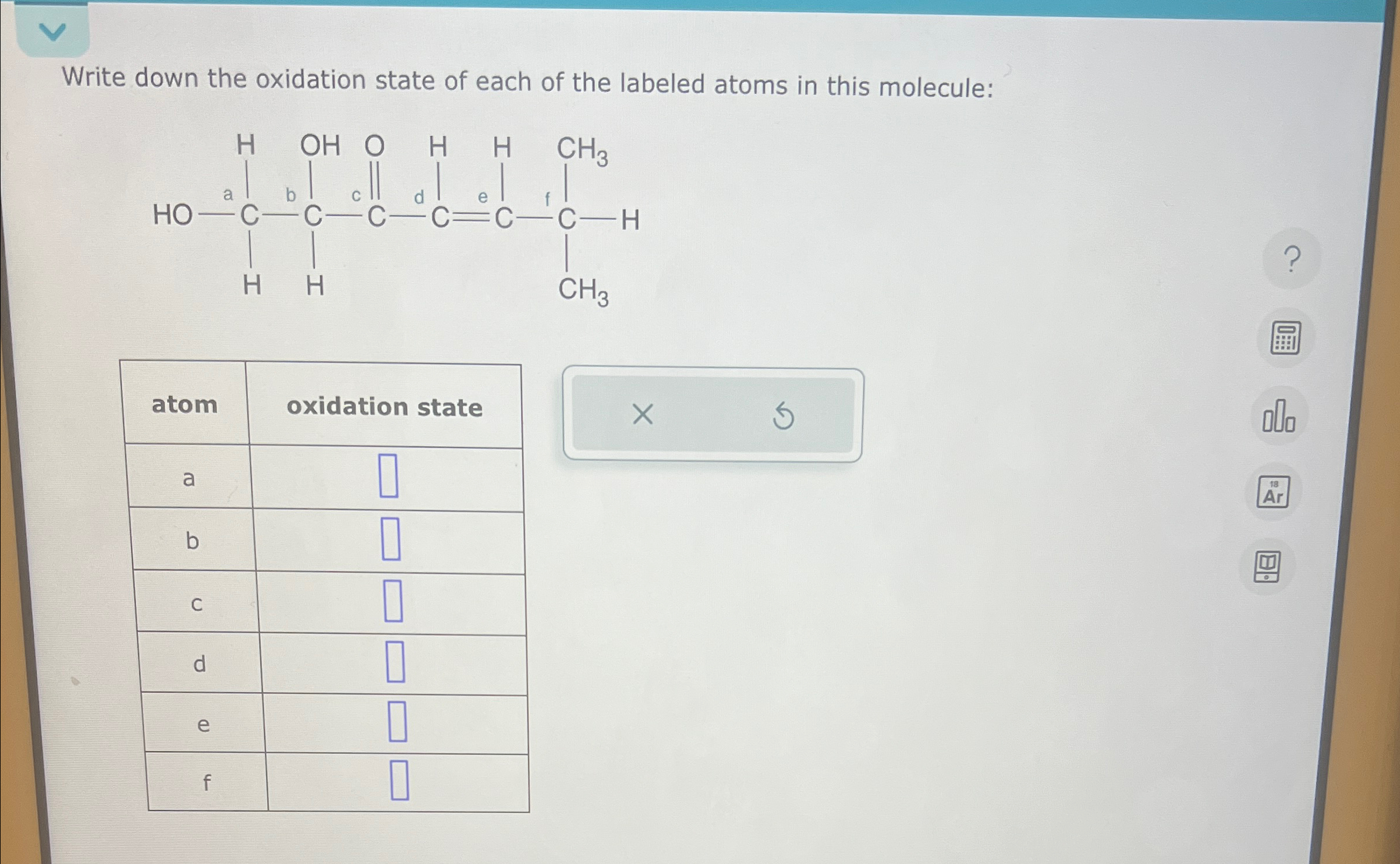 Write down the oxidation state of each of the labeled | Chegg.com
