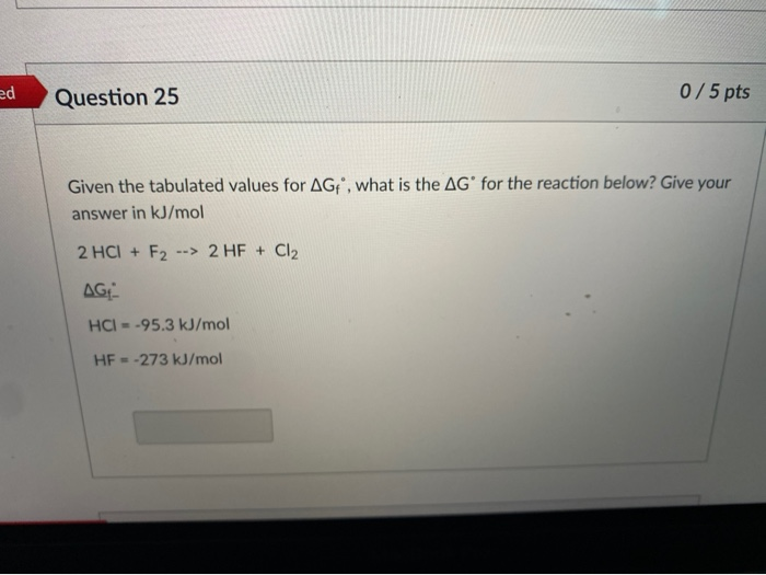Solved ed Question 25 0/5 pts Given the tabulated values for | Chegg.com