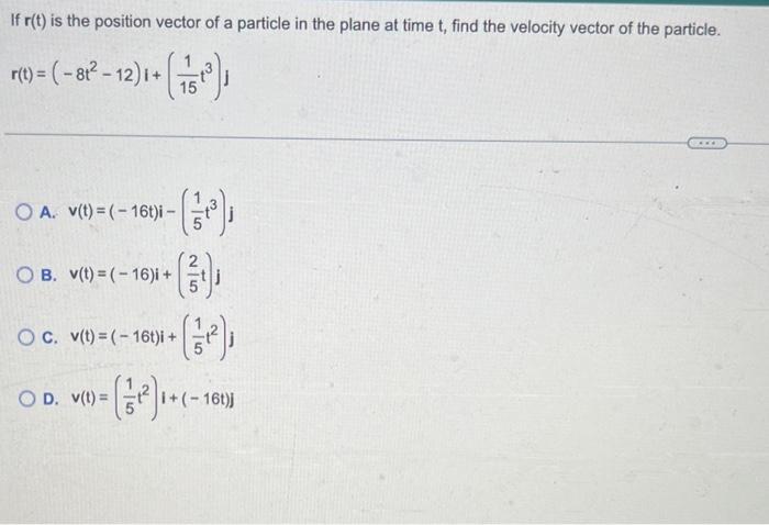 Solved If r(t) is the position vector of a particle in the | Chegg.com