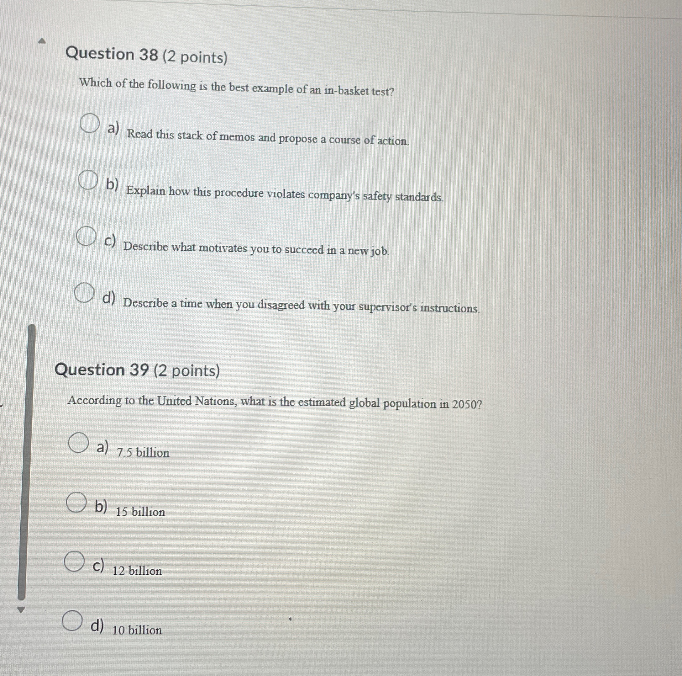 Solved Question 38 (2 ﻿points)Which of the following is the | Chegg.com