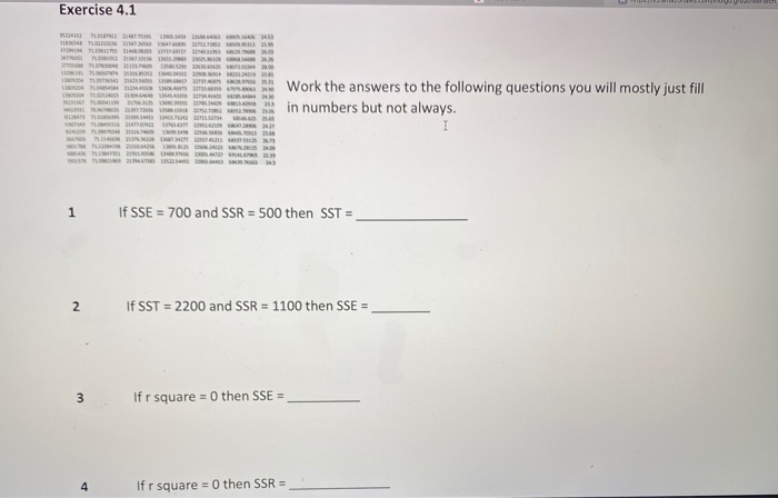 Exercise 4.1 THE TW 30 TO THE Work the answers to the | Chegg.com