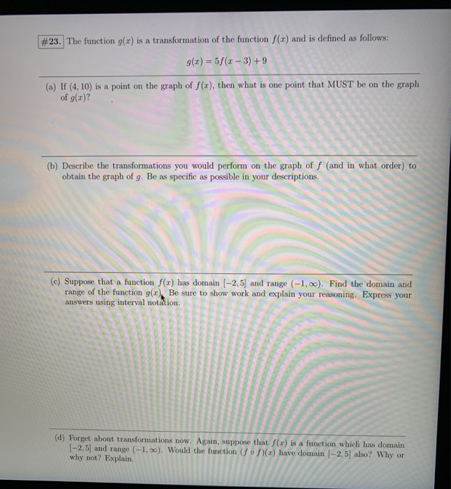 Solved #23. The function () is a transformation of the | Chegg.com