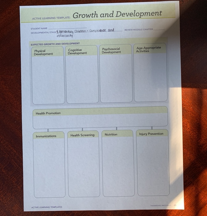 Growth and Development ACTIVE LEARNING TEMPLATE: | Chegg.com