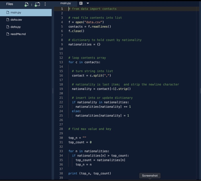 readMe.md Files #Lab 11 1 preview main.py 2 3 In this | Chegg.com