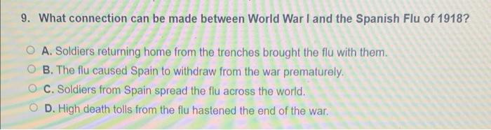Solved 9. What connection can be made between World War I | Chegg.com