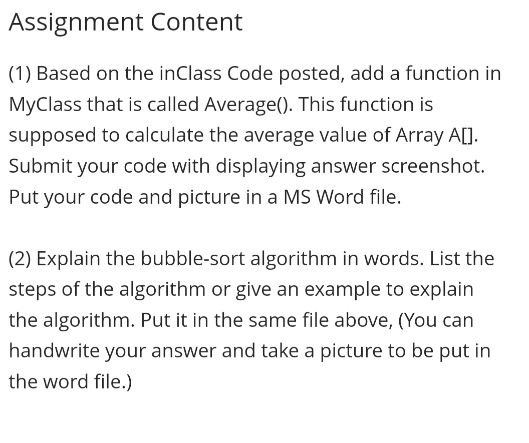 Solved Assignment Content (1) Based on the inClass Code | Chegg.com