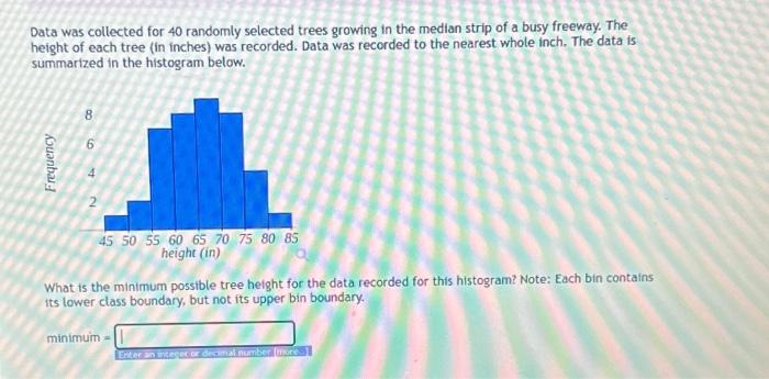Solved Data was collected for 40 randomly selected trees | Chegg.com