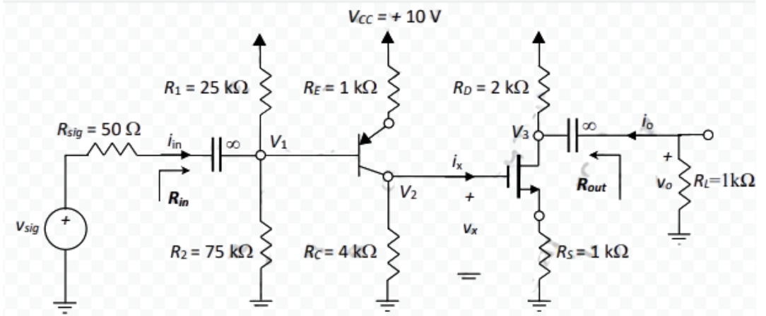 Solved The amplifier circuit shown below consists of a CE | Chegg.com
