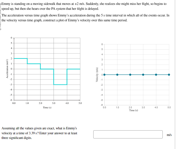Solved Emmy is standing on a moving sidewalk that moves at | Chegg.com