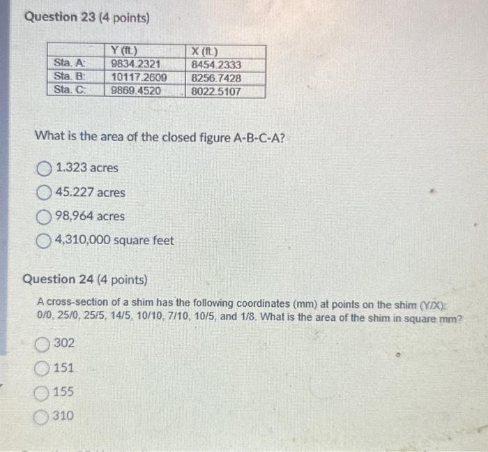Solved Question 23 (4 points) What is the area of the closed | Chegg.com