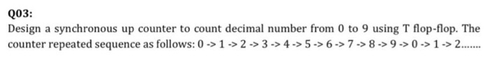 Solved Q03: Design a synchronous up counter to count decimal | Chegg.com