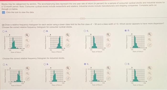 Solved Stocks may be categorized by sectors. The | Chegg.com
