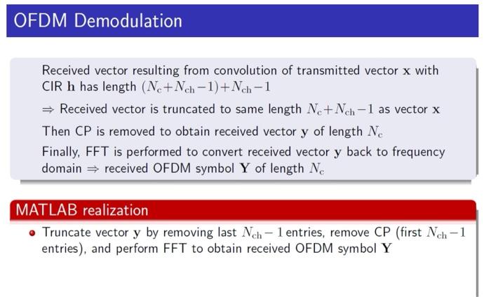 OFDM Demodulation Received vector resulting from | Chegg.com