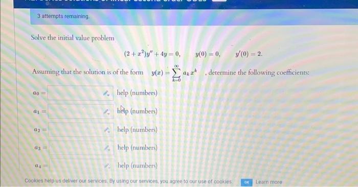 Solved 3 attempts remaining. Solve the initial value problem | Chegg.com