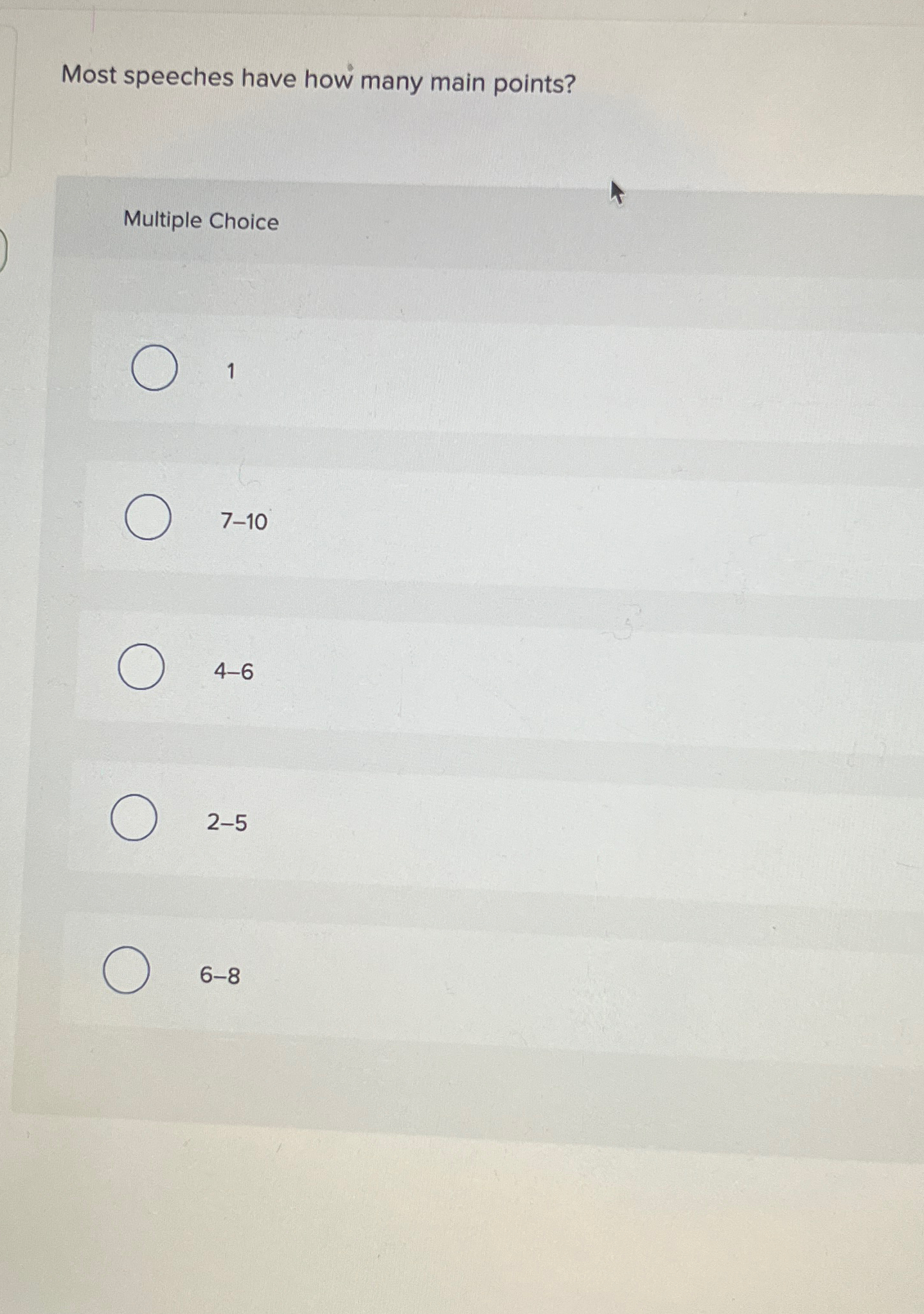 Solved Most speeches have how many main points?Multiple | Chegg.com