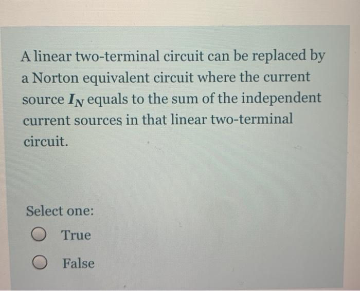 Solved A linear two-terminal circuit can be replaced by a | Chegg.com