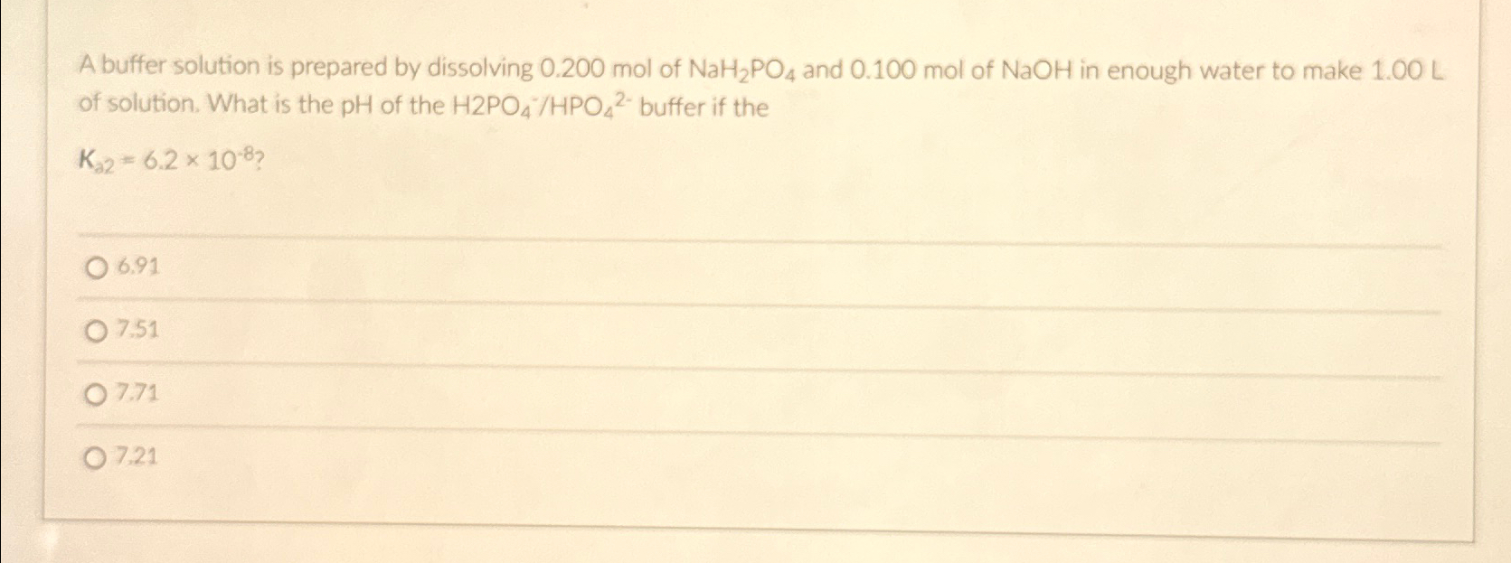 Solved A buffer solution is prepared by dissolving 0.200 | Chegg.com