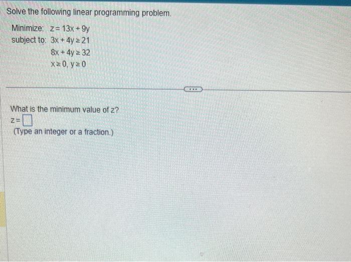 Solved Solve the following linear programming problem. | Chegg.com