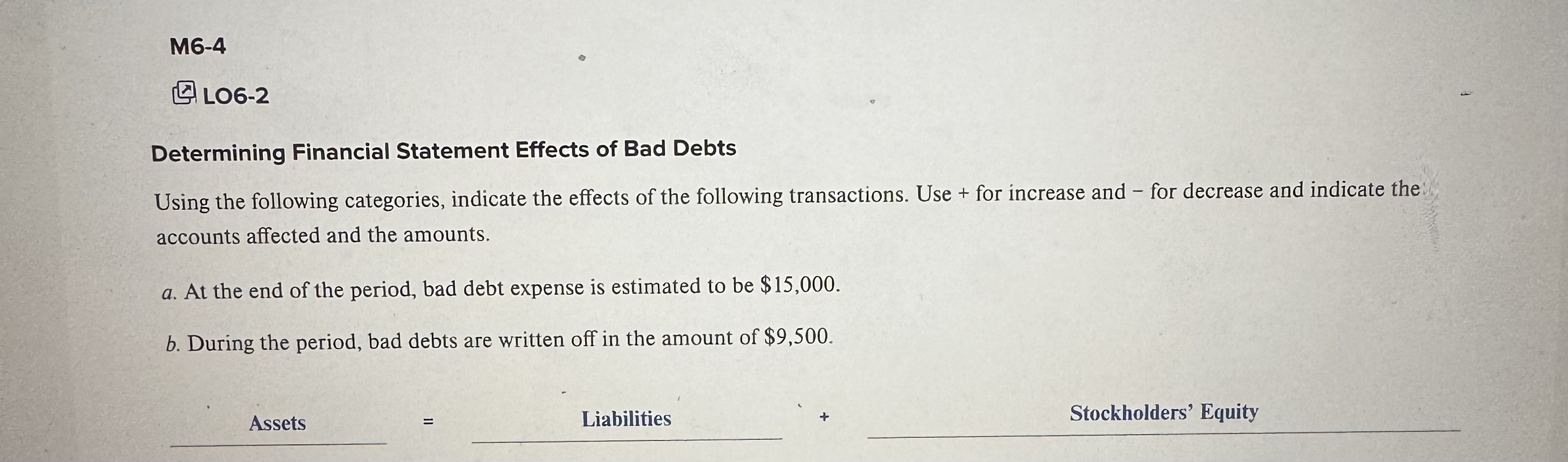 M6-4L06-2Determining Financial Statement Effects of | Chegg.com