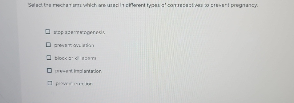 Solved Select the mechanisms which are used in different | Chegg.com