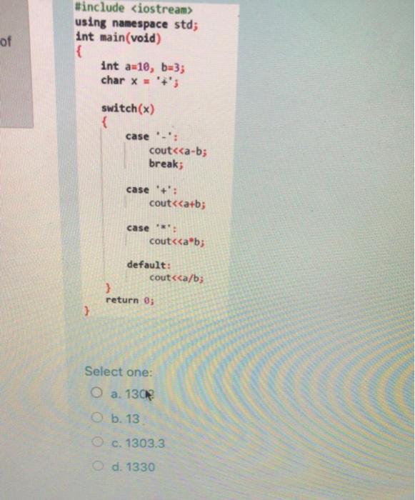 Solved of #include using namespace std; int main(void) { | Chegg.com