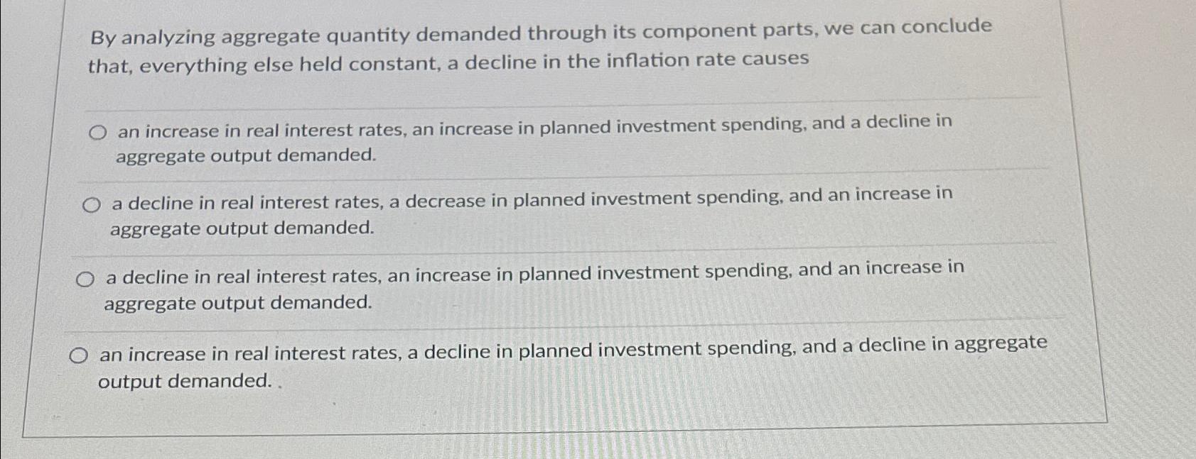 Solved By analyzing aggregate quantity demanded through its | Chegg.com