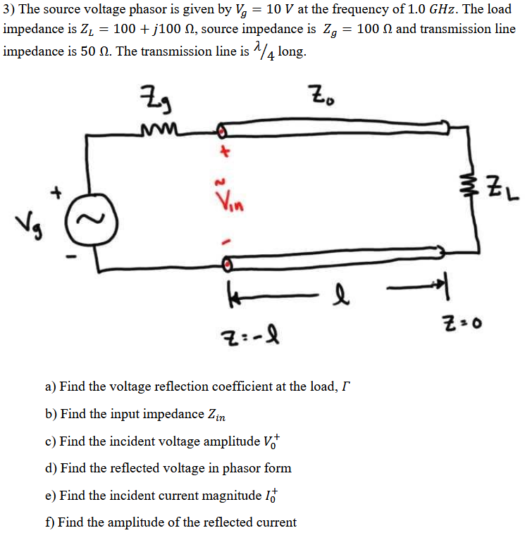 Solved The source voltage phasor is ﻿given by Vg=10V at ﻿the | Chegg.com