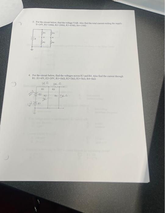 Solved I=24 V,R1=1000R,22=2000,RC=65002,R4=1500 4. For the | Chegg.com