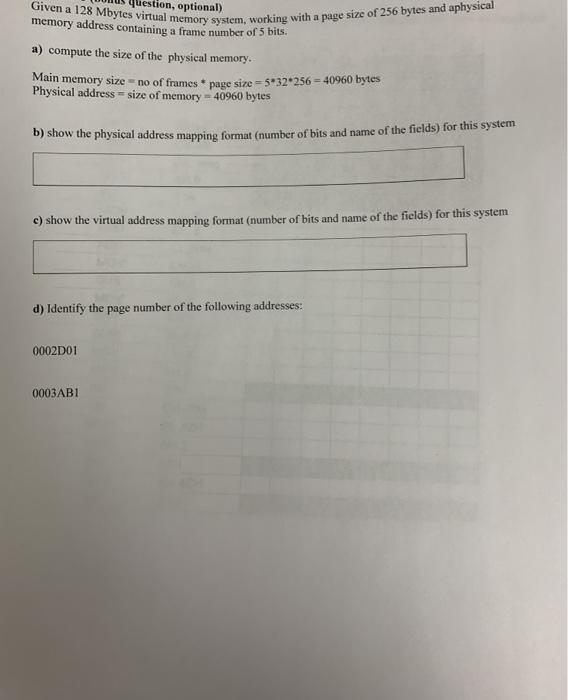 Solved Given A 128 Mbytes Virtual Memory System Working 