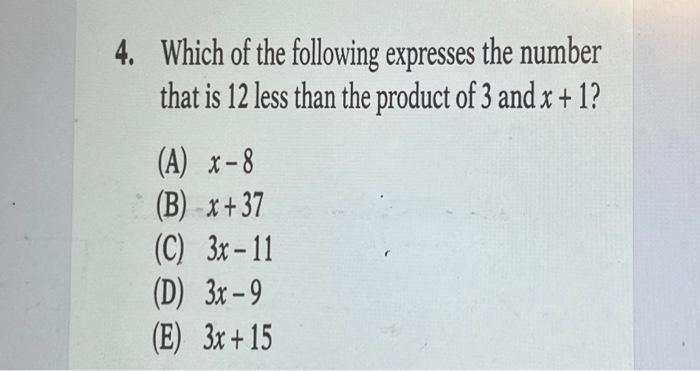 Solved 4. Which of the following expresses the number that | Chegg.com