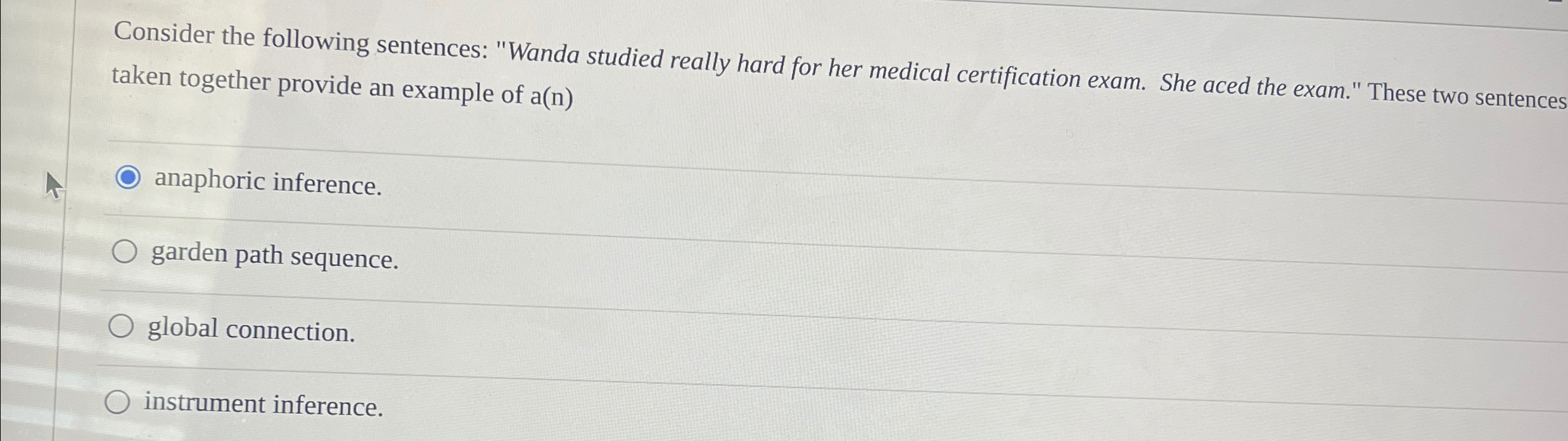 Solved Consider the following sentences: "Wanda studied | Chegg.com