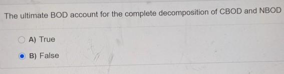 Solved The ultimate BOD account for the complete | Chegg.com