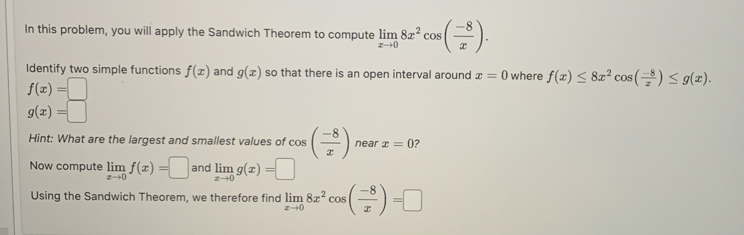 Solved In this problem, you will apply the Sandwich Theorem | Chegg.com