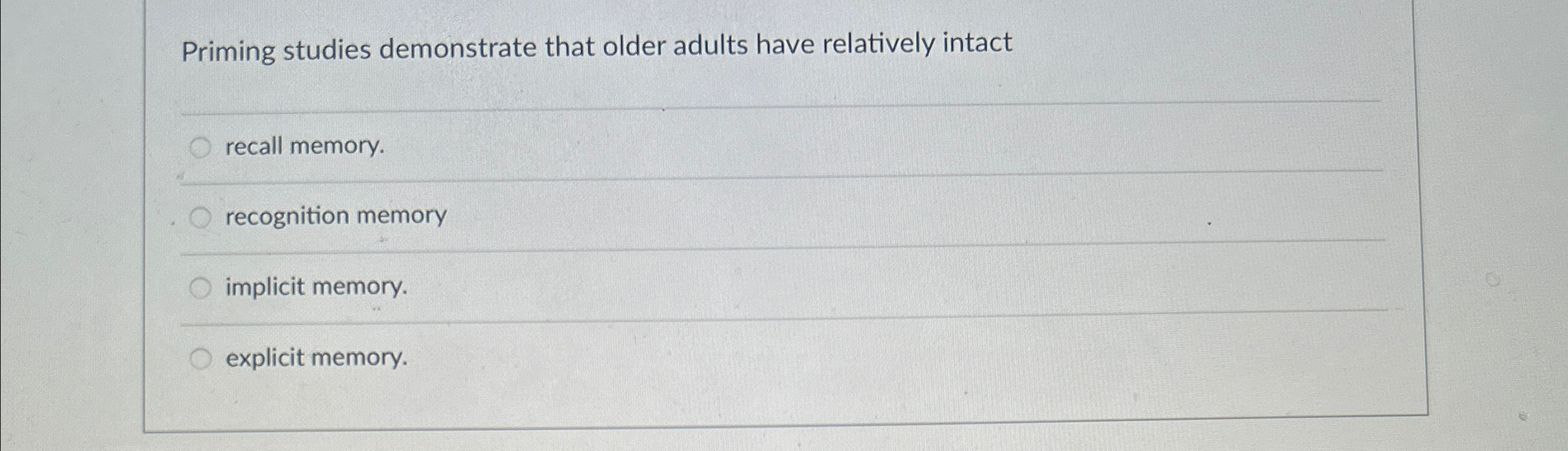 Solved Priming studies demonstrate that older adults have | Chegg.com